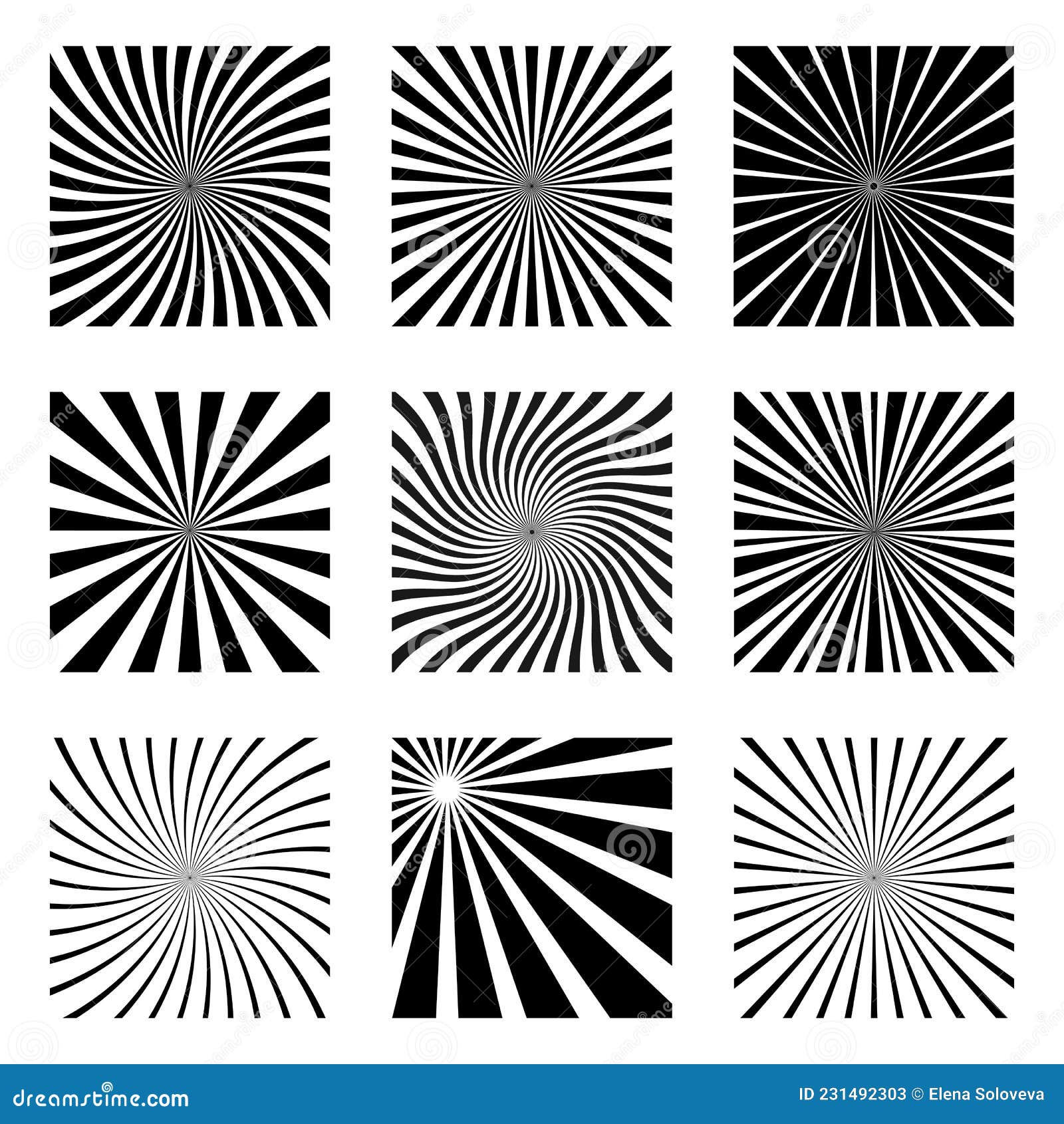 Illustration of an Abstract Set of Black Sun Rays Stock Vector ...