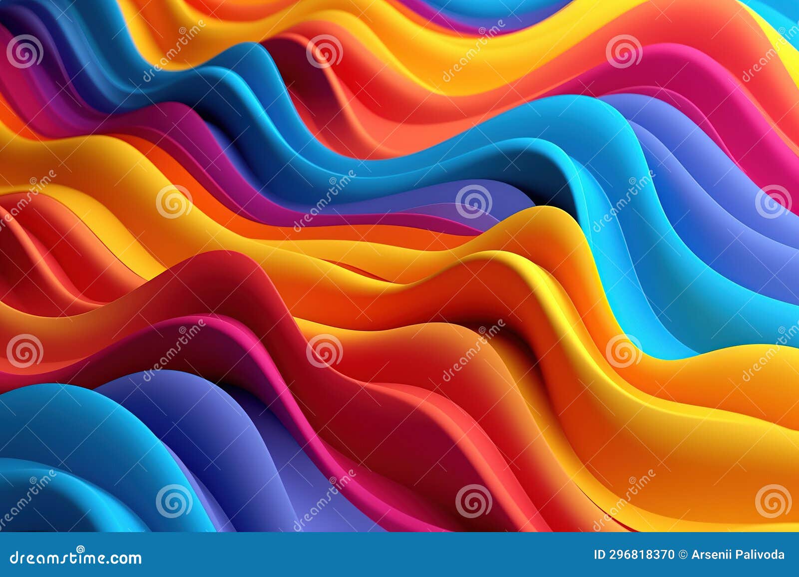 An Illustration of Abstract Smooth, Flowing Wavy Surface in a Rainbow ...