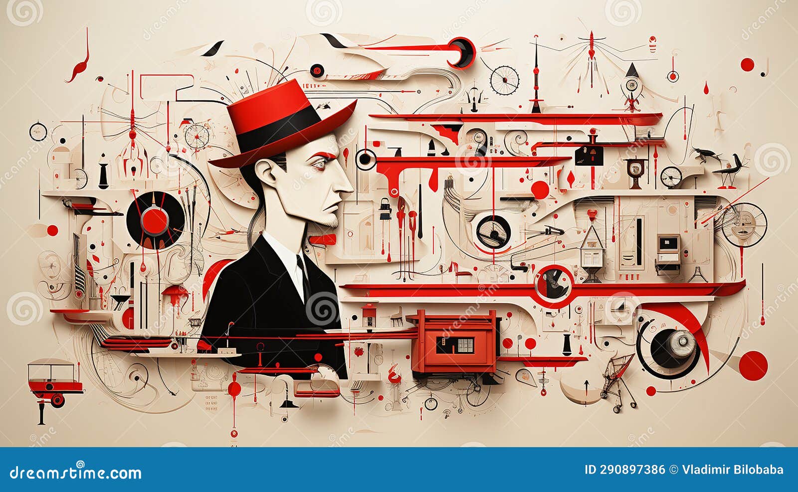 An Illustration of the Absurd Ideas of Dada Philosophy Stock ...