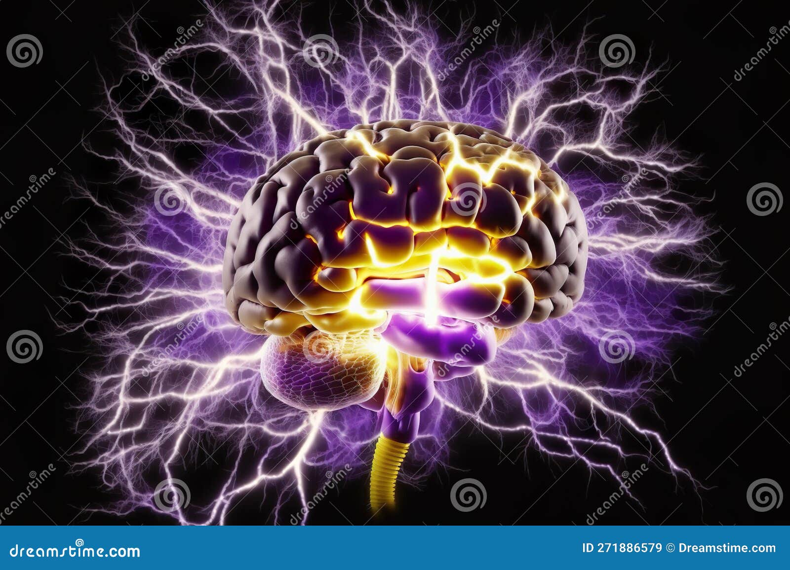 Illustration of an Active Brain. Generative Ai. Stock Illustration ...