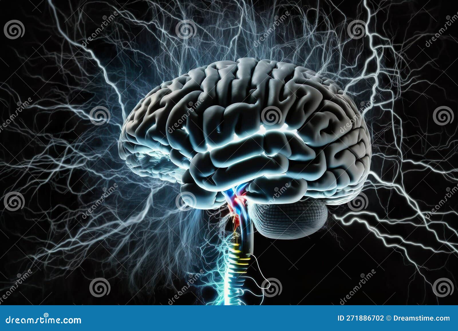 Illustration of an Active Brain. Generative Ai. Stock Illustration ...