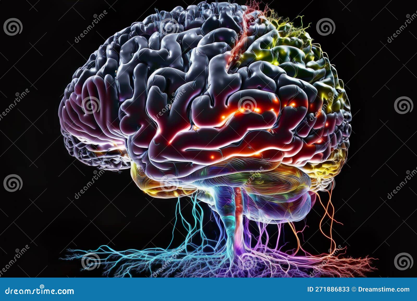 Illustration of an Active Brain. Generative Ai. Stock Illustration ...