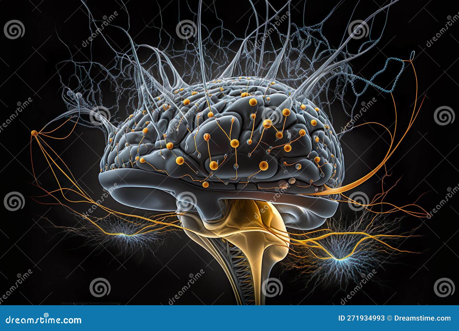 Illustration of an Active Brain. Generative Ai. Stock Illustration ...