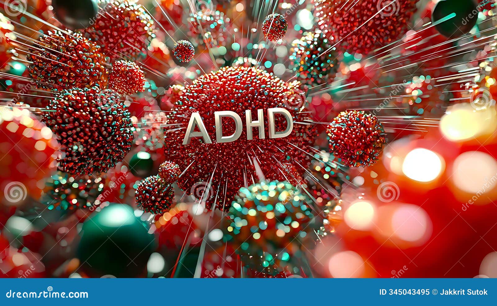 Illustration of ADHD Text Exploding Vibrant Environment Digital Art ...