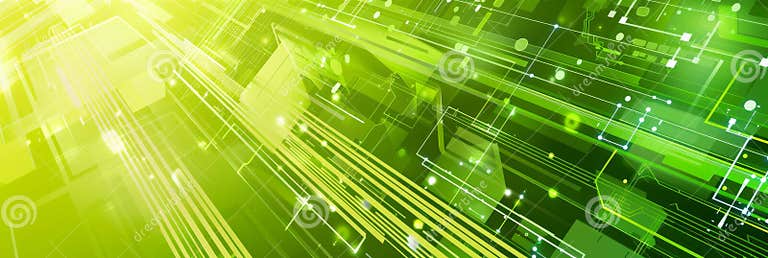 Illustration of Advanced Green Technology Background Featuring Digital ...
