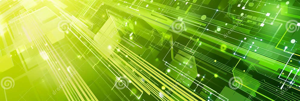 Illustration of Advanced Green Technology Background Featuring Digital ...