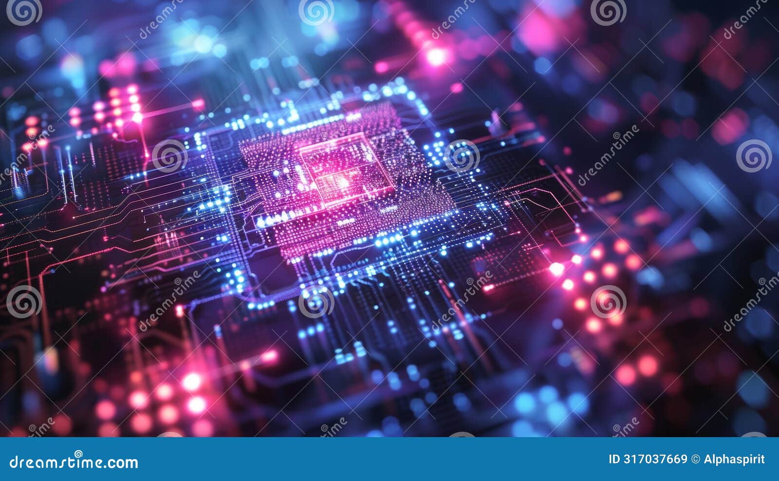 Illustration of a Advanced Quantum Computing Processor with Illuminated Components Stock Image ...