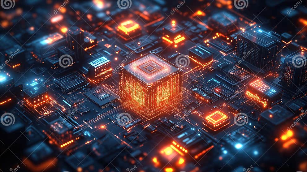 Illustration Advanced Tech Development. Modern Application Design Shows ...