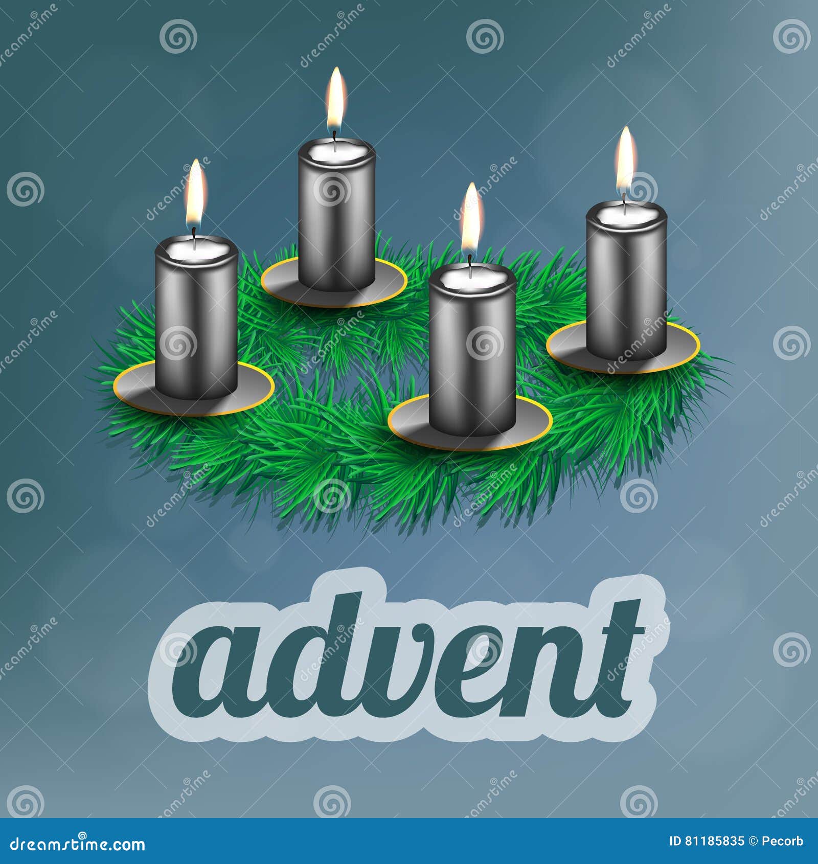 Illustration of Advent Wreath with Silver Elements Stock Vector ...