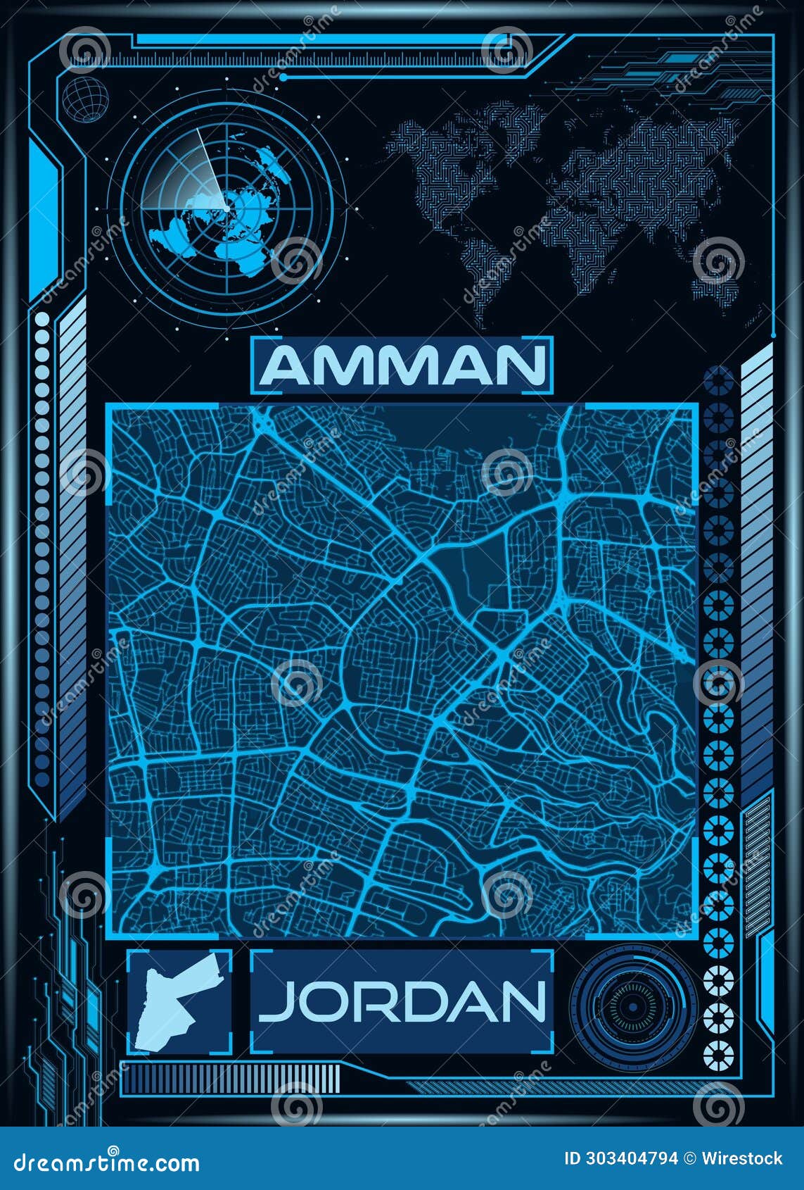 Illustration of an Aerial Map of Amman, Jordan Stock Illustration ...