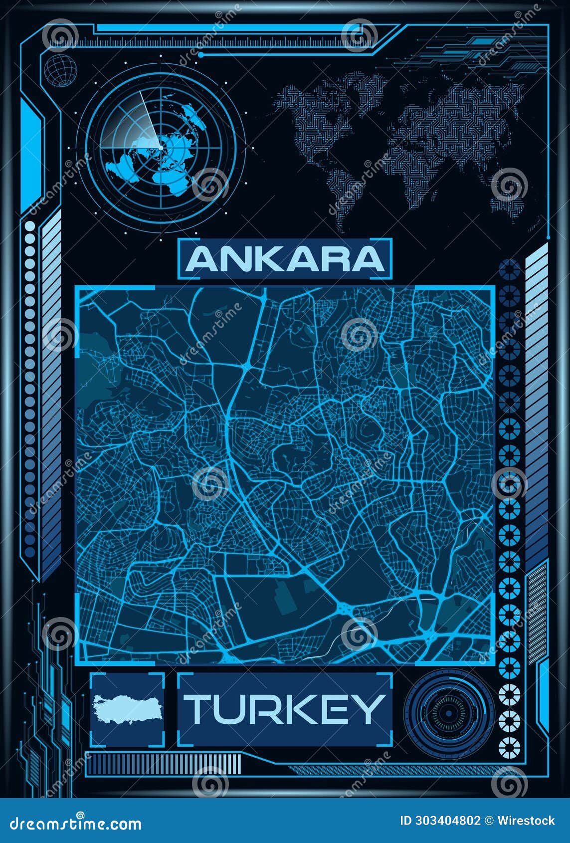 Illustration of an Aerial Map of Ankara, Turkey Stock Illustration ...