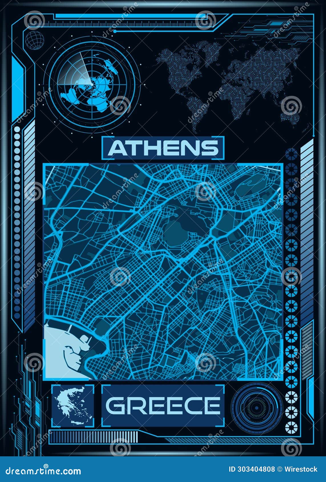 Illustration of an Aerial Map of Athens, Greece Stock Illustration ...