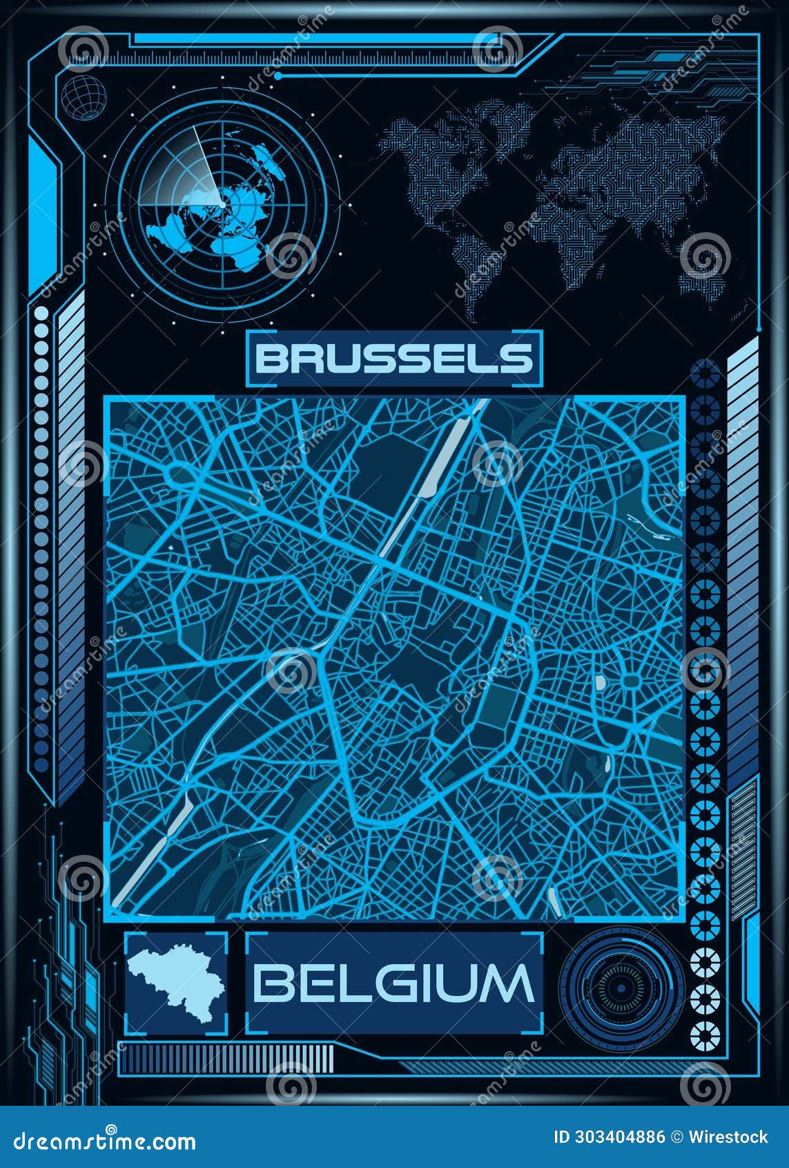 Illustration of an Aerial Map of Brussels, Belgium Stock Illustration ...