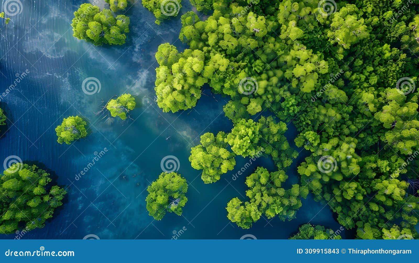 Aerial View Mangrove Forest Stock Illustration - Illustration of aerial ...