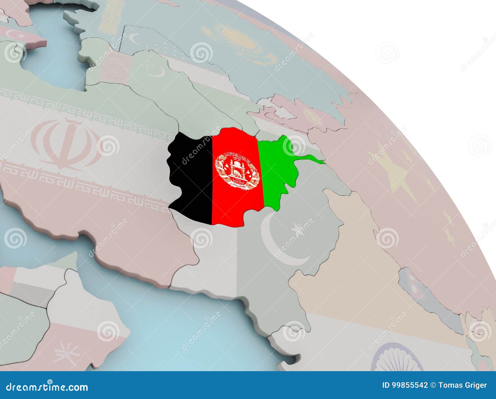 Map of Afghanistan with Flag Stock Illustration - Illustration of asia ...
