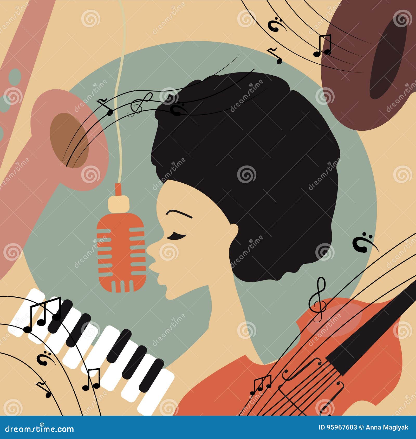 Illustration of an Afro American Jazz Singer Stock Vector ...