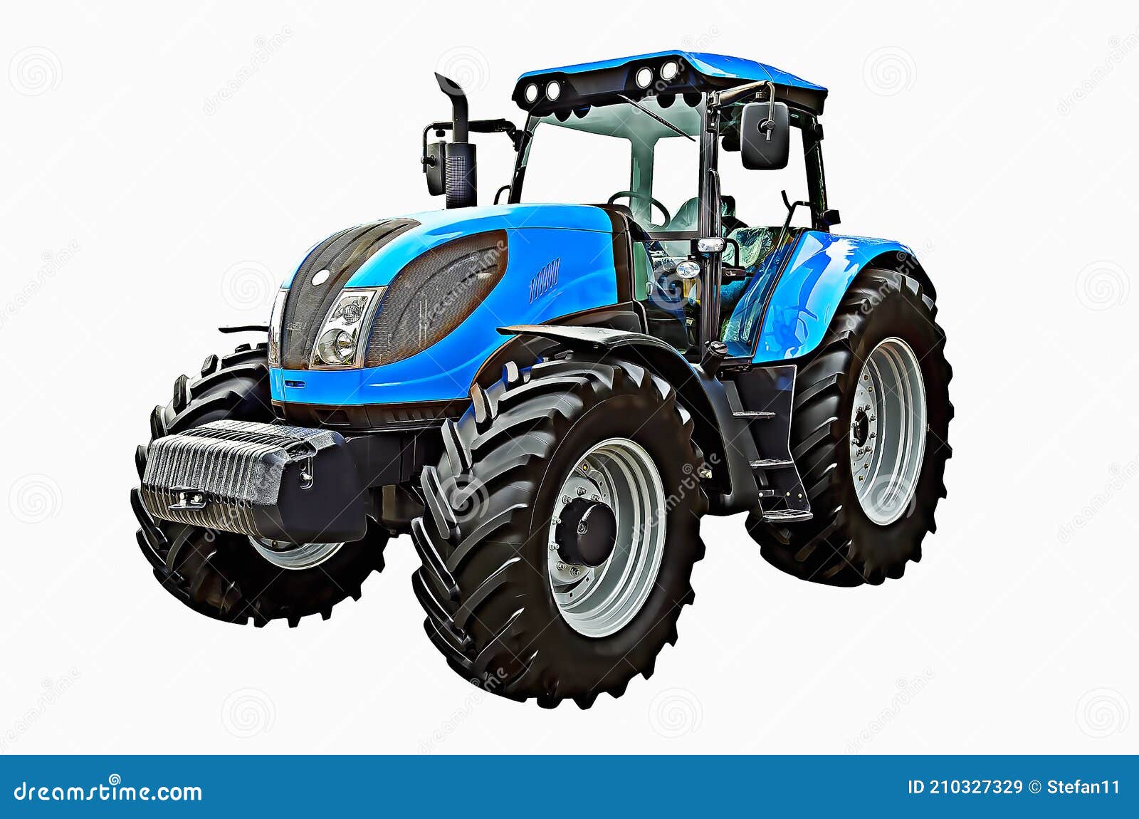 Illustration of the Agricultural Blue Tractor Stock Image - Image of ...