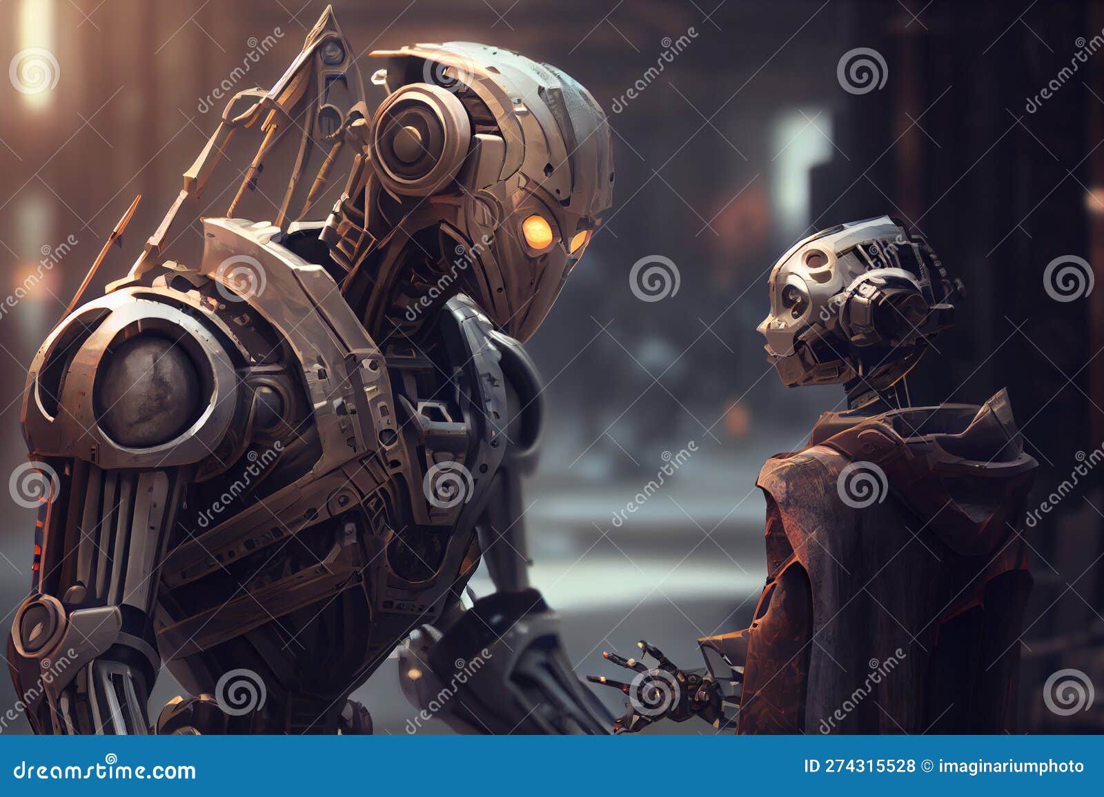 Illustration of an AI Robot and a Good Friend Stock Photo - Image of ...