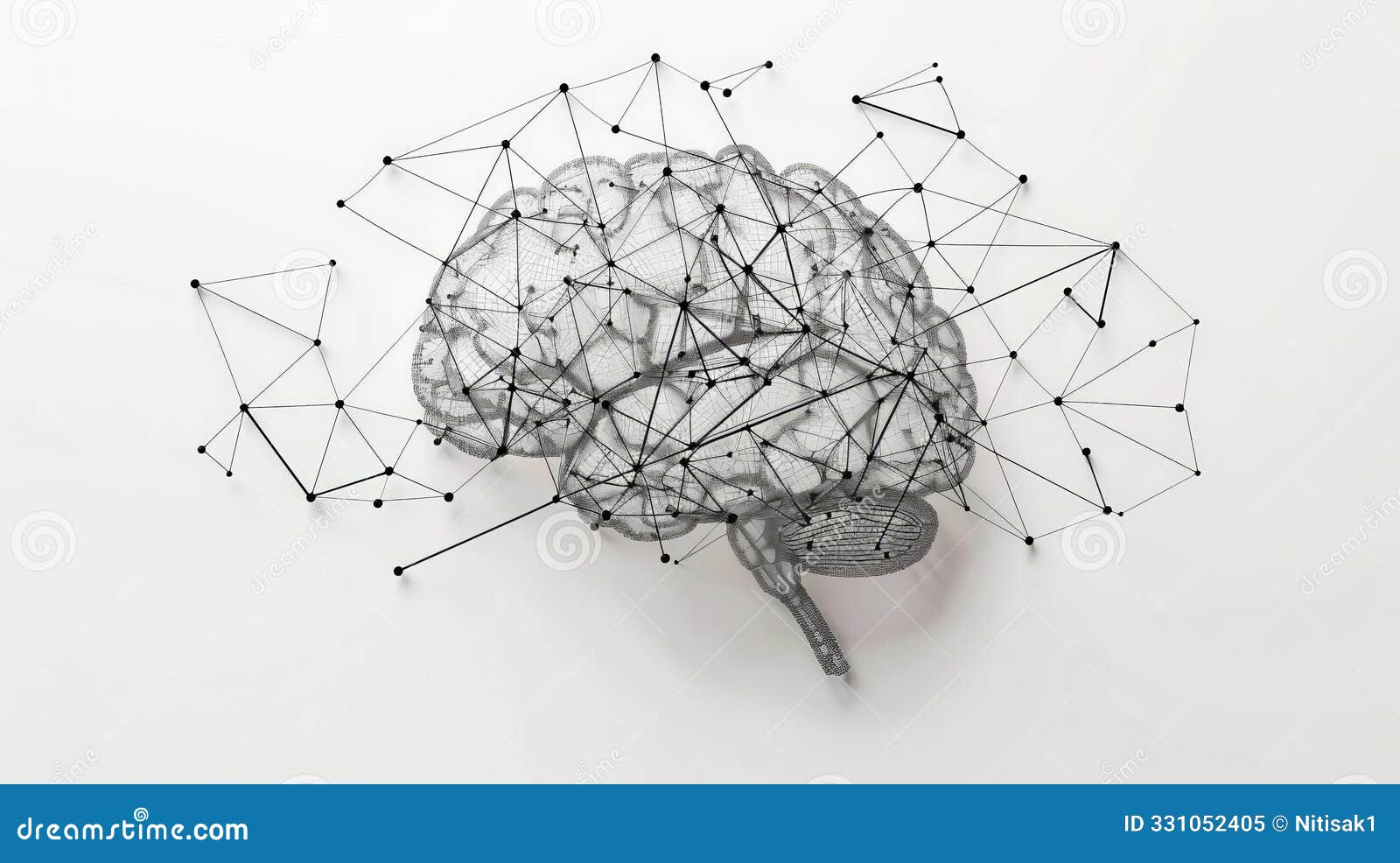 Illustration of AI Text with a Brain and Network Connections ...