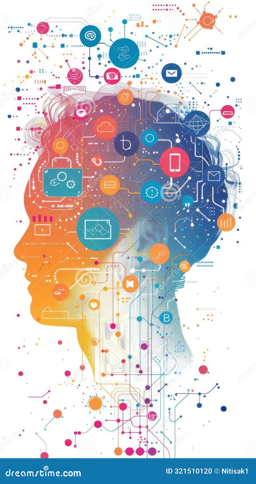 3 Illustration of AI Text with Data Integration Symbols on a White ...