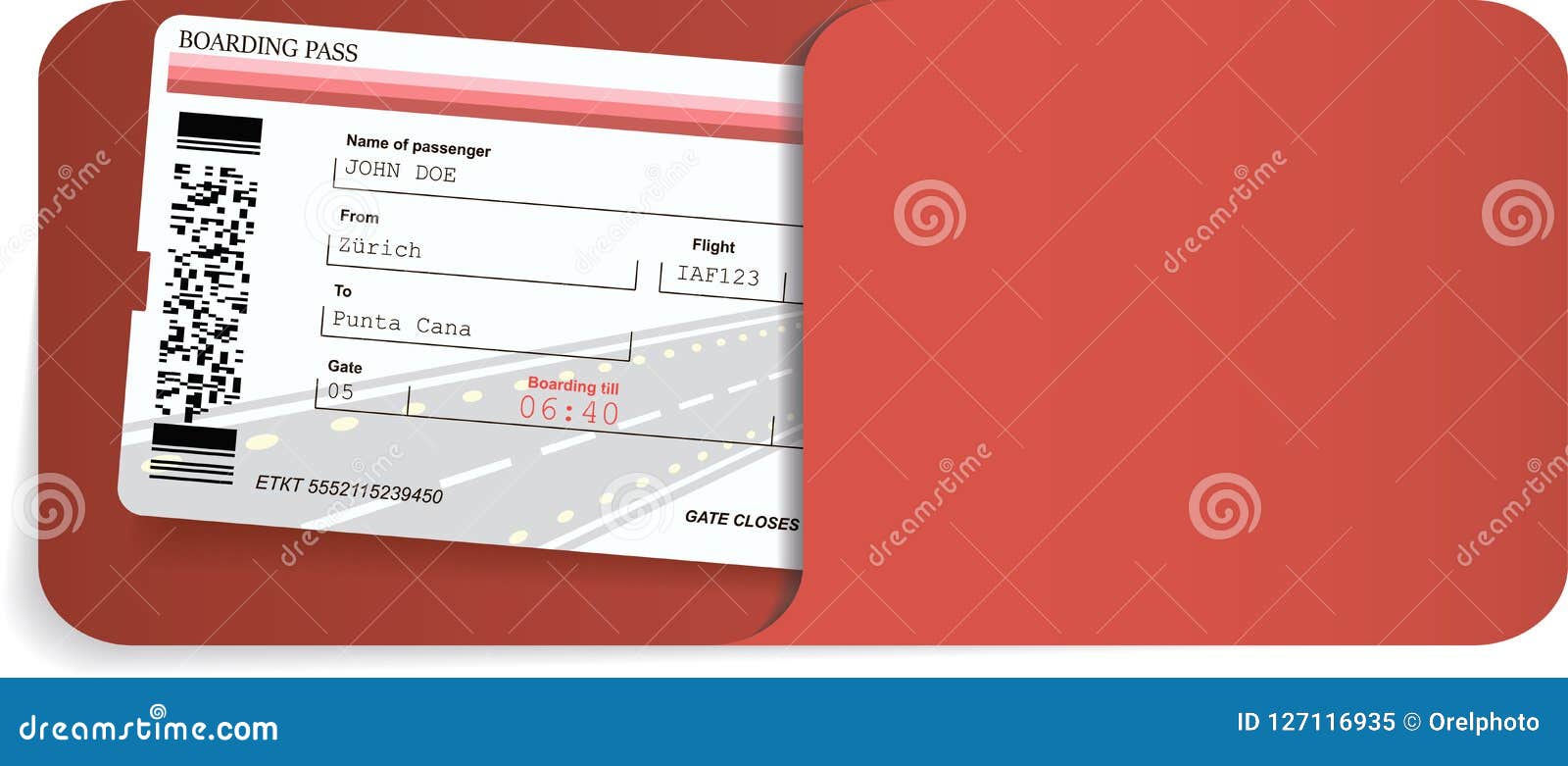 Boarding Pass Inside of Envelope. Stock Vector - Illustration of coupon ...