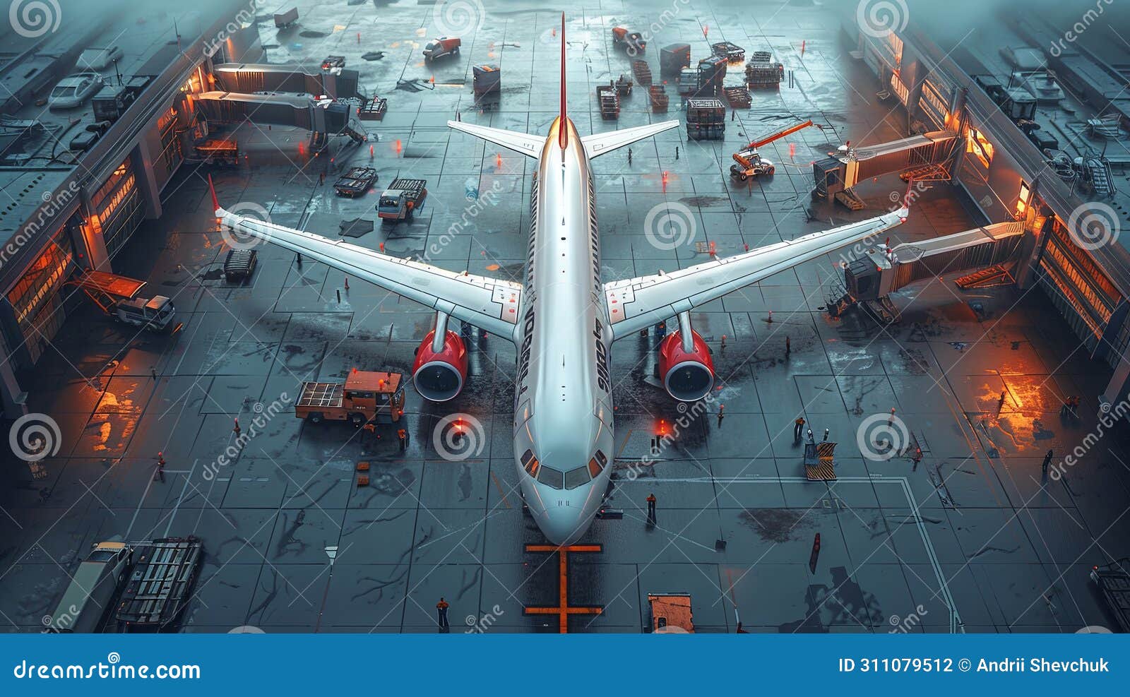 Illustration of an Airplane in the Middle of a Cargo Terminal Stock ...
