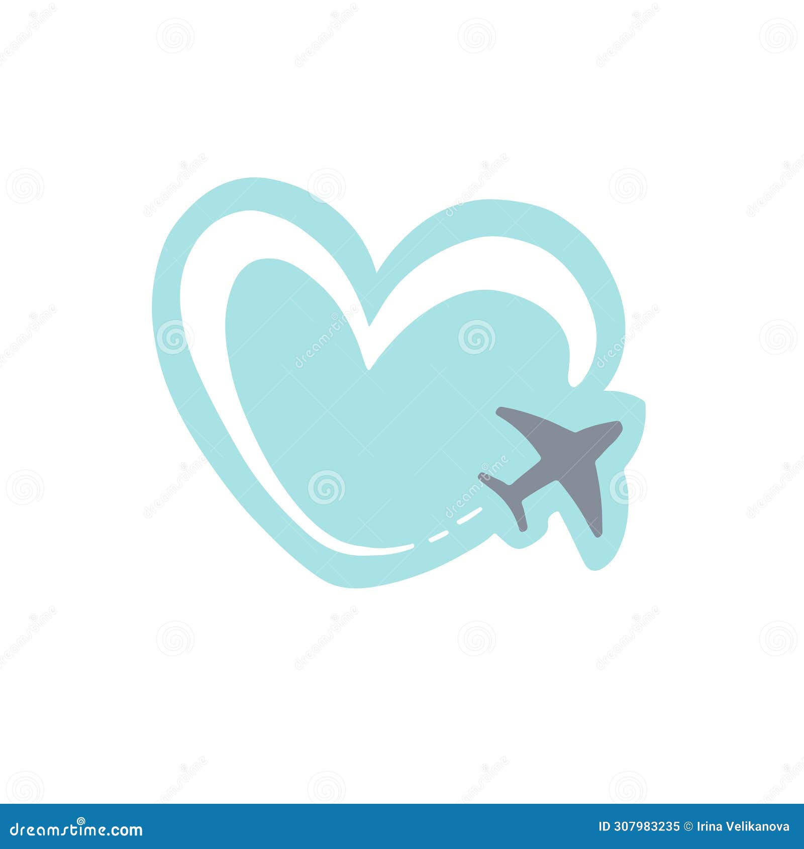 Illustration Airplane Symbol in Shape Heart Isolated on White ...