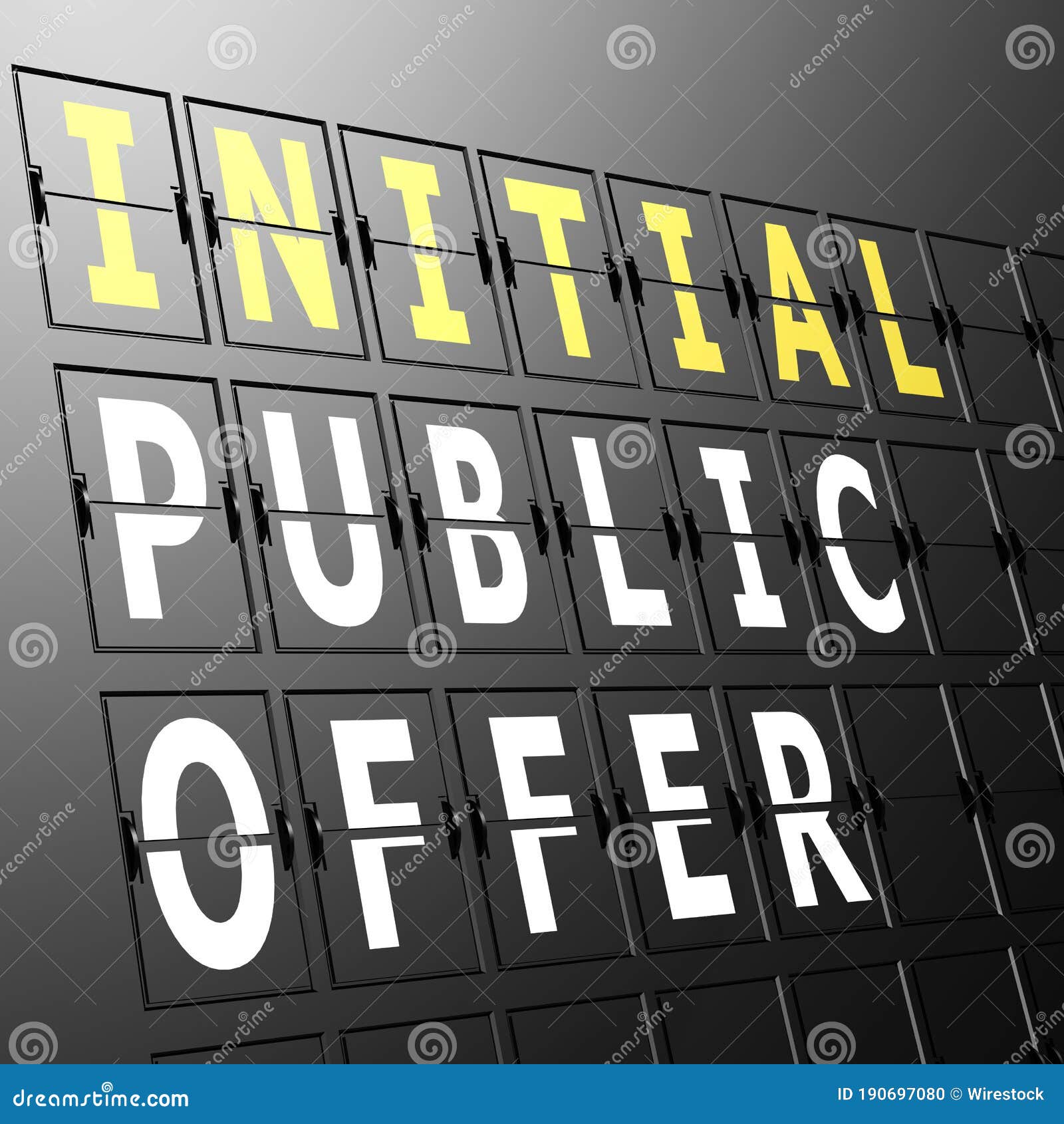 Illustration of the Airport Display with Initial Public Offer Written ...