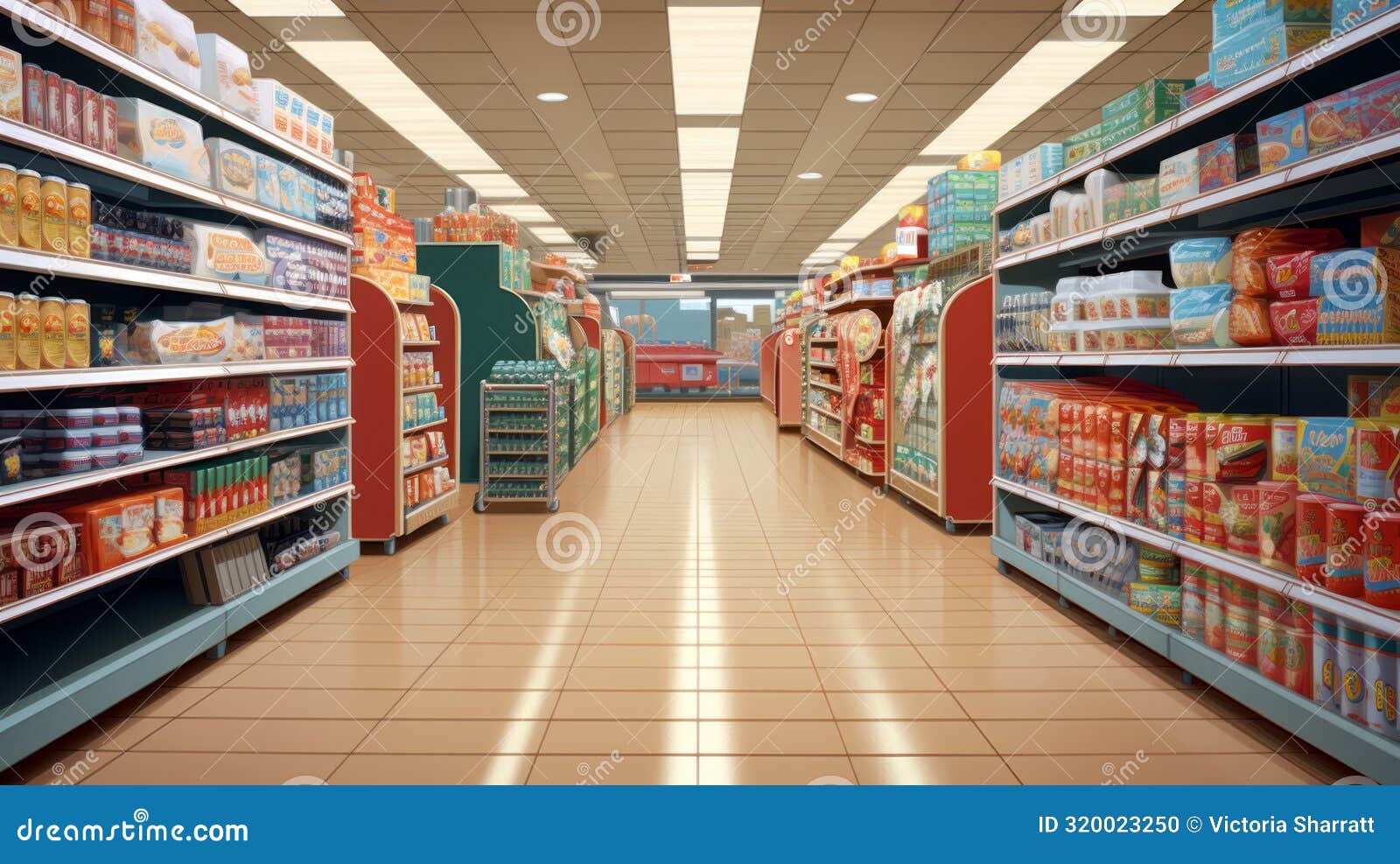 Generic Supermarket Bakery Or Grocery And Sweets Shop With Blank Empty ...