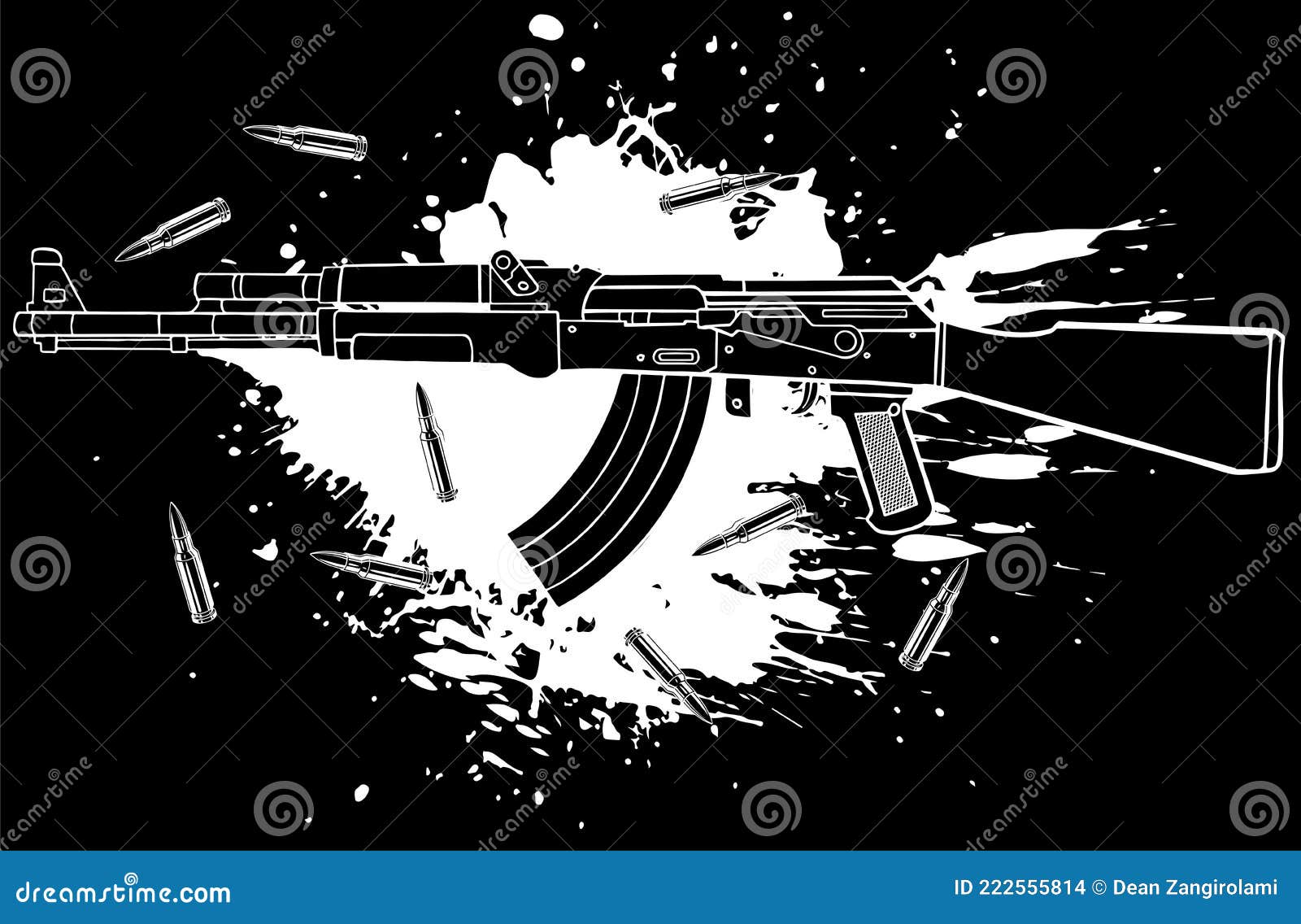 Vector Illustration of Ak-47, Bullets and Blood Stock Vector ...