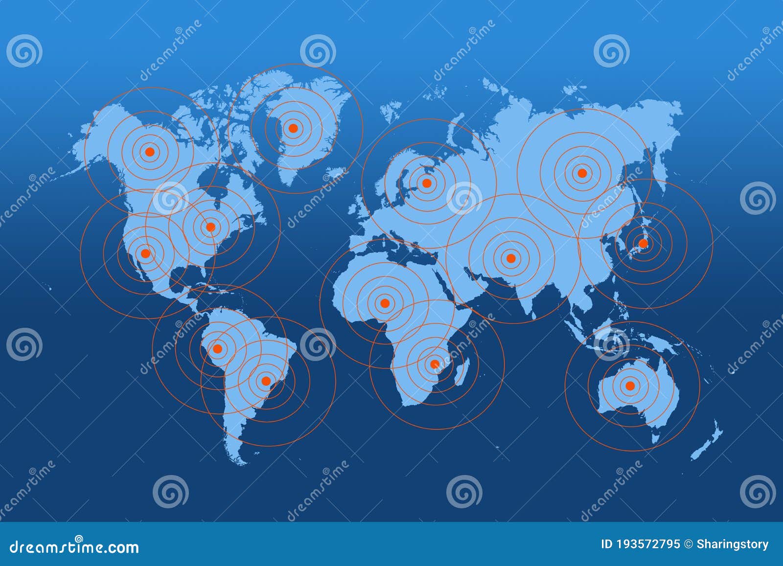 Illustration Alert on Blue World Map Stock Illustration - Illustration ...