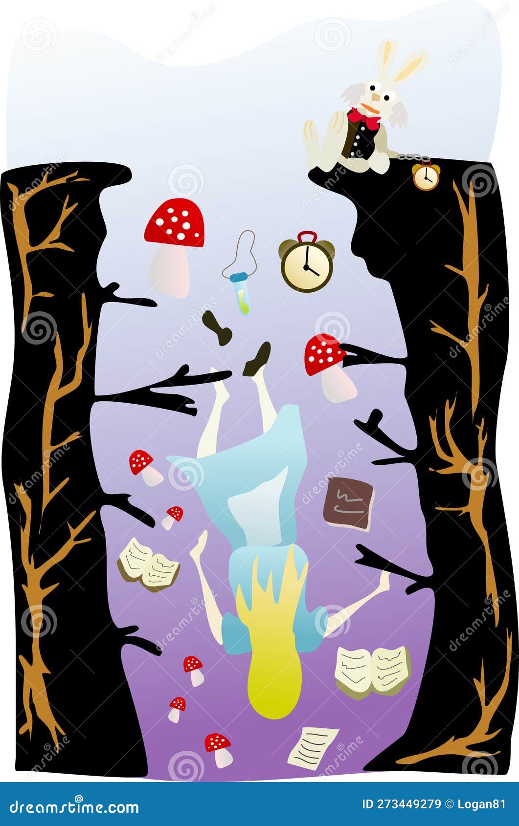 Falling Alice Cartoon Vector | CartoonDealer.com #30111979