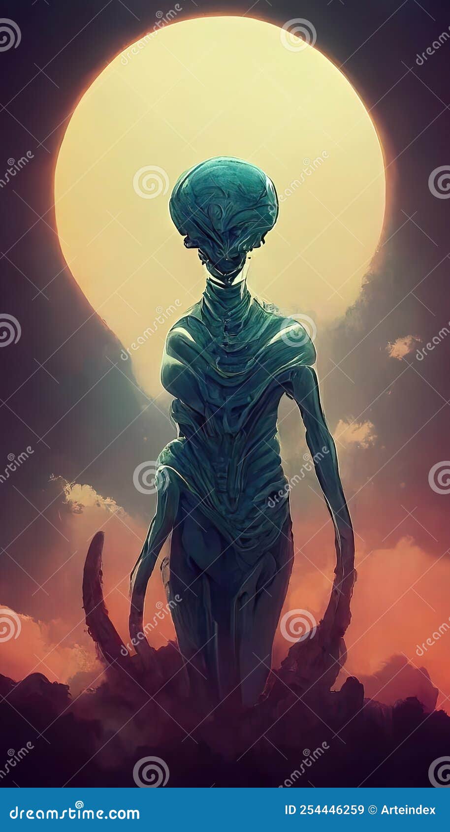 Alien Creature, Outer Space Martian Stock Illustration - Illustration ...