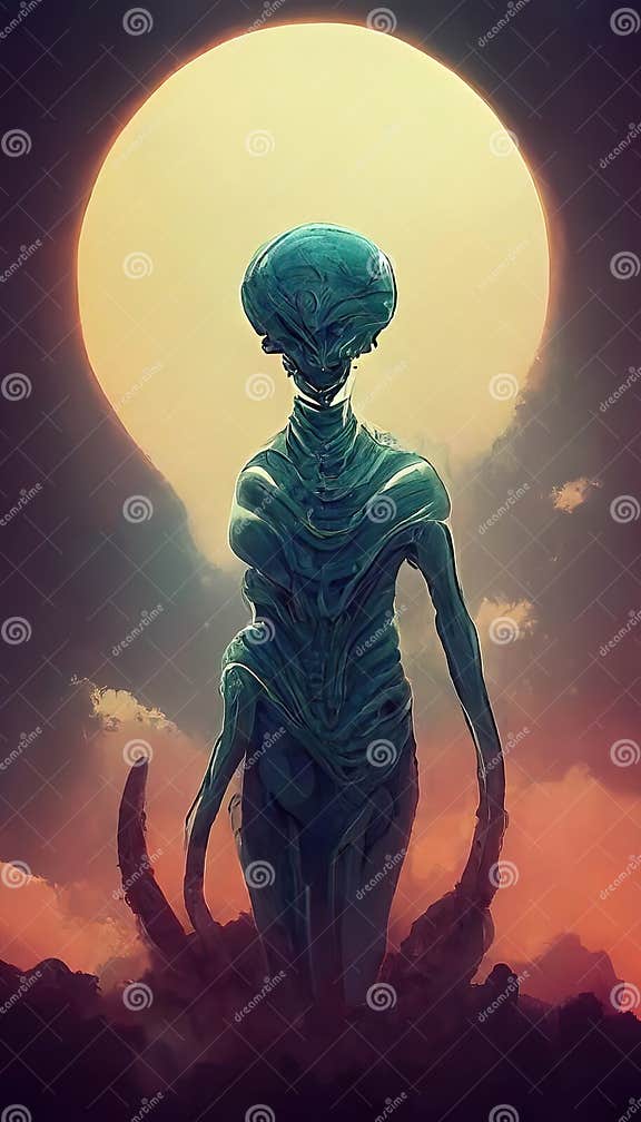 Alien Creature, Outer Space Martian Stock Illustration - Illustration ...