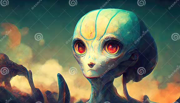 Alien Creature, Outer Space Martian Stock Illustration - Illustration ...