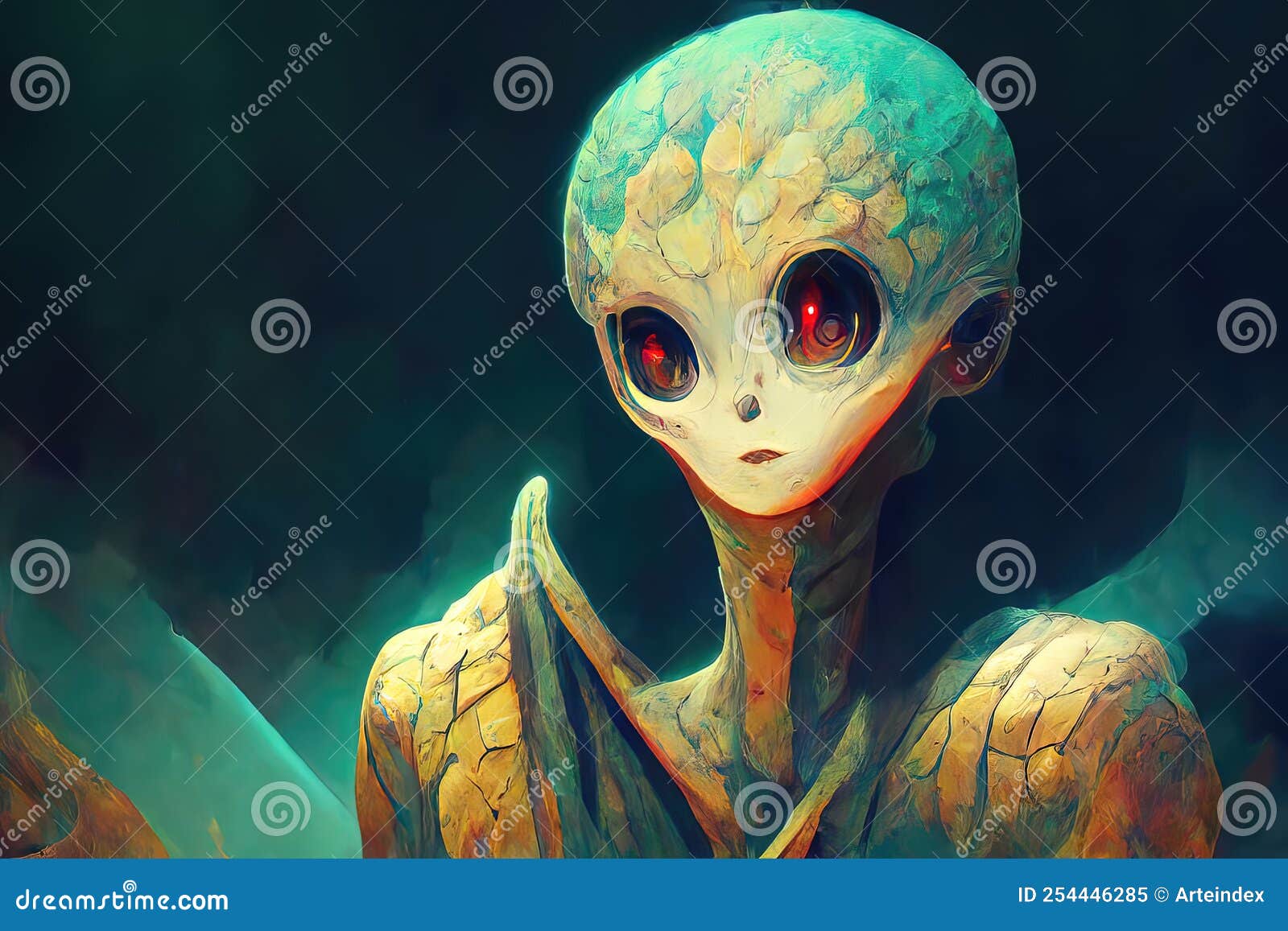 Alien Creature, Outer Space Martian Stock Illustration - Illustration ...