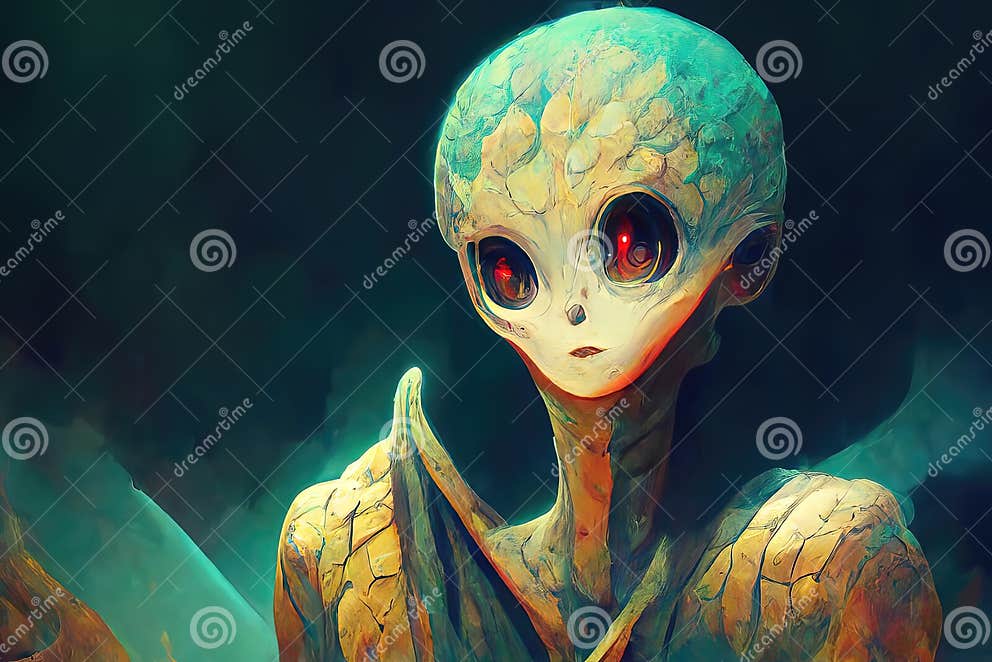 Alien Creature, Outer Space Martian Stock Illustration - Illustration ...