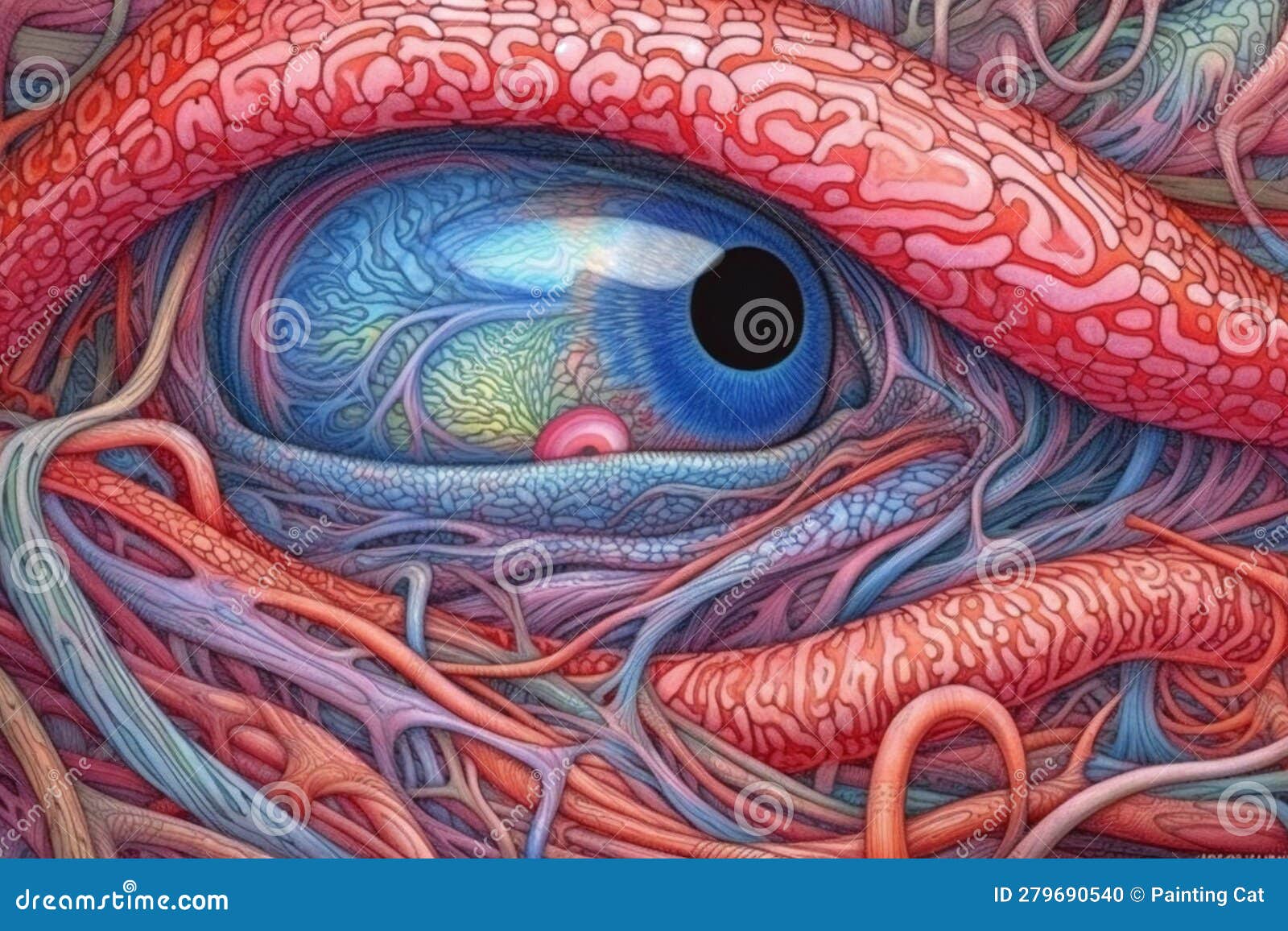 Illustration of an Alien Eye with Blood Vessels in it Stock ...