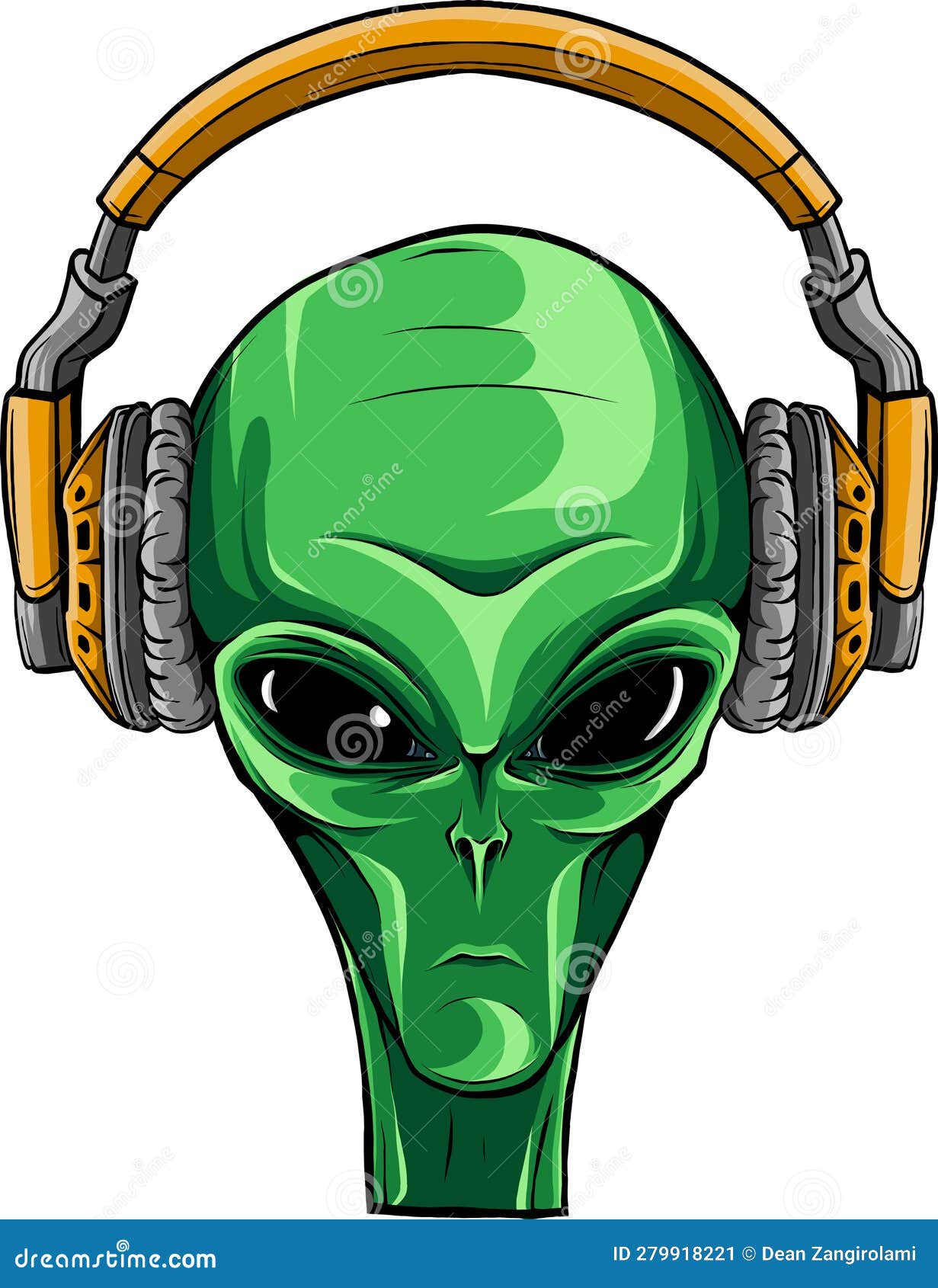 Vector Illustration of Alien Head with Headphones. Stock Vector ...