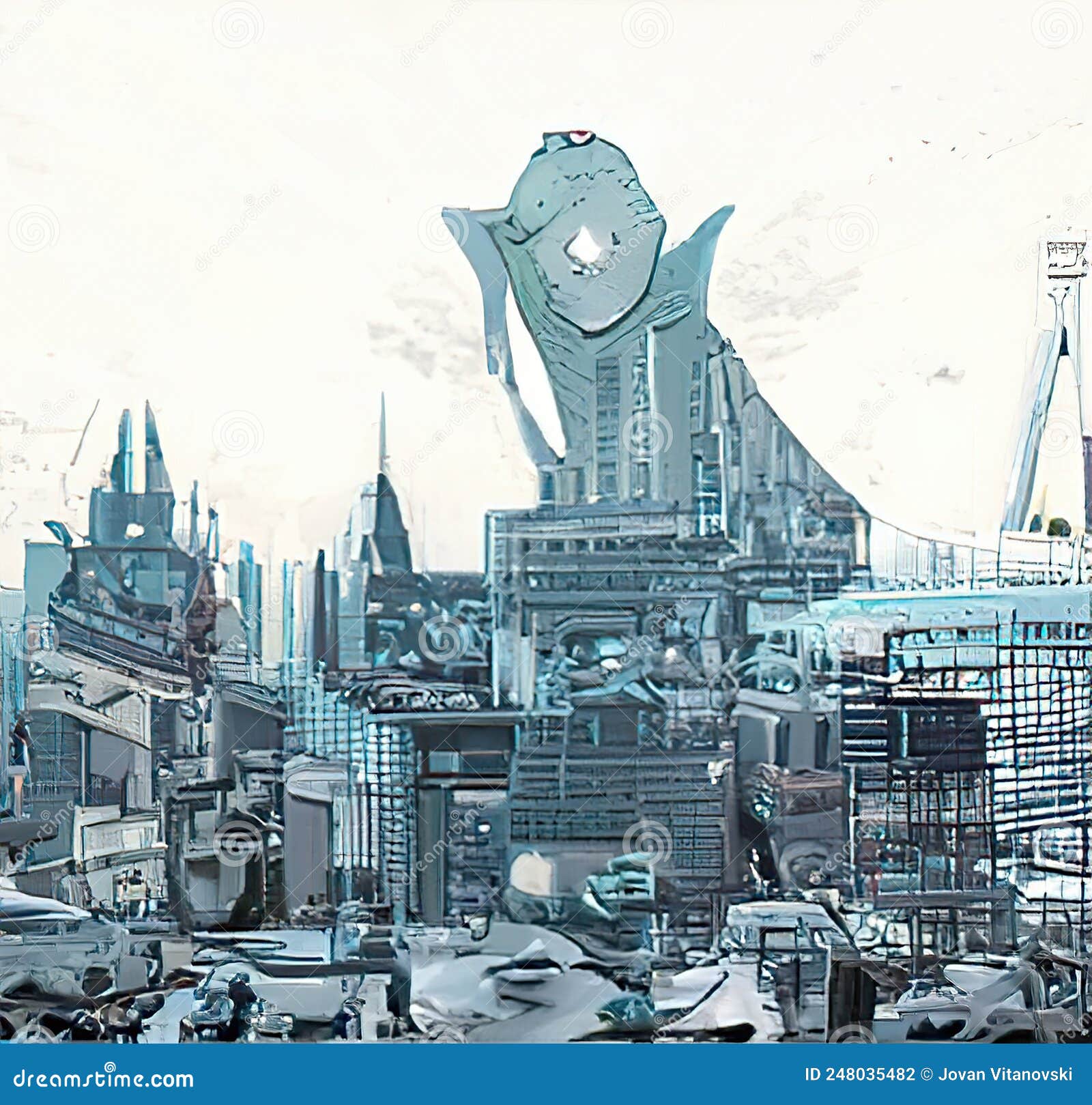 Illustration - Alien Sci-fi City Stock Illustration - Illustration of ...