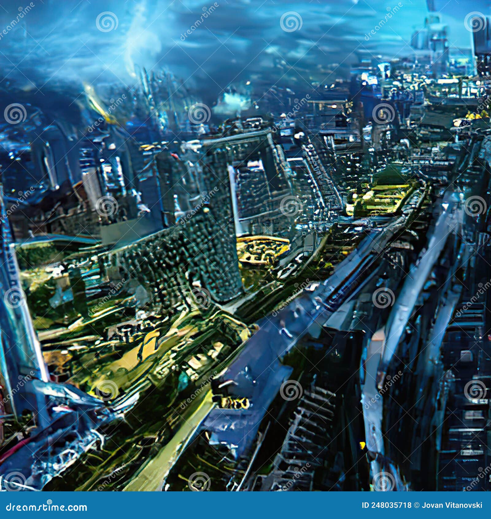 Illustration - Alien Sci-fi City Stock Illustration - Illustration of ...