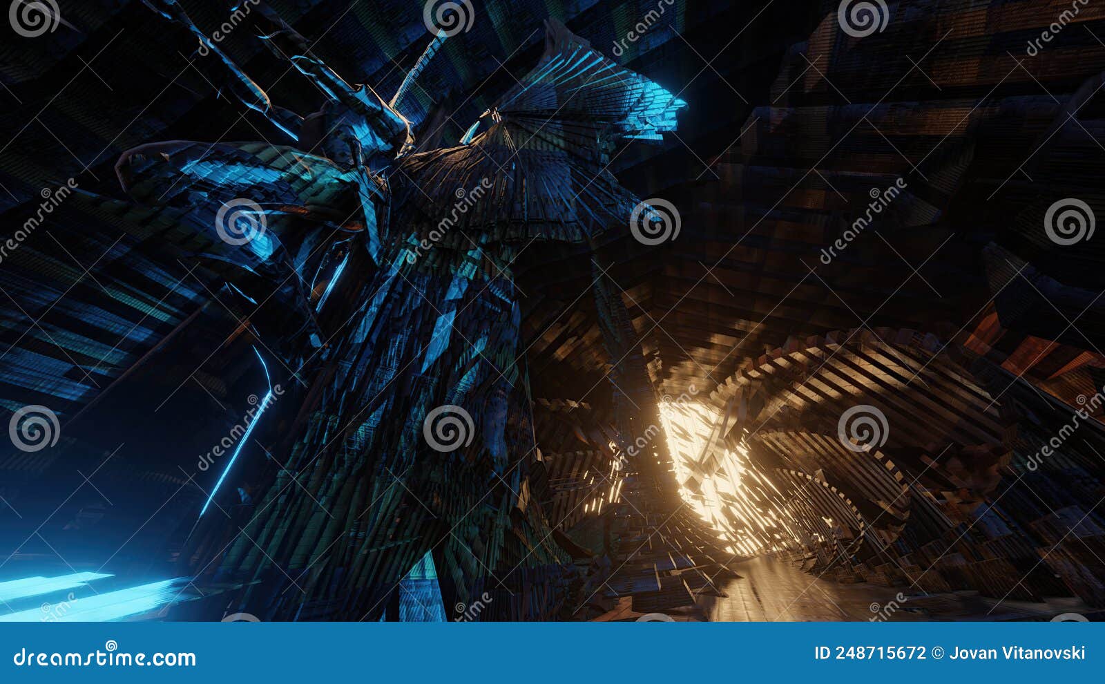 Illustration - Alien Sci-fi Concept of the Futuristic Interior Stock ...