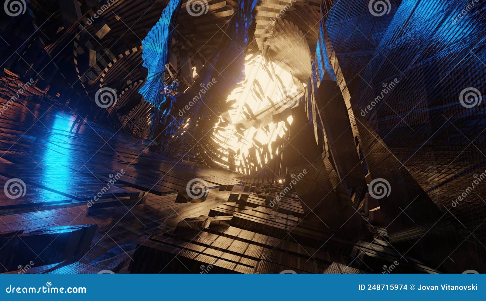 Illustration - Alien Sci-fi Concept of the Futuristic Interior Stock ...