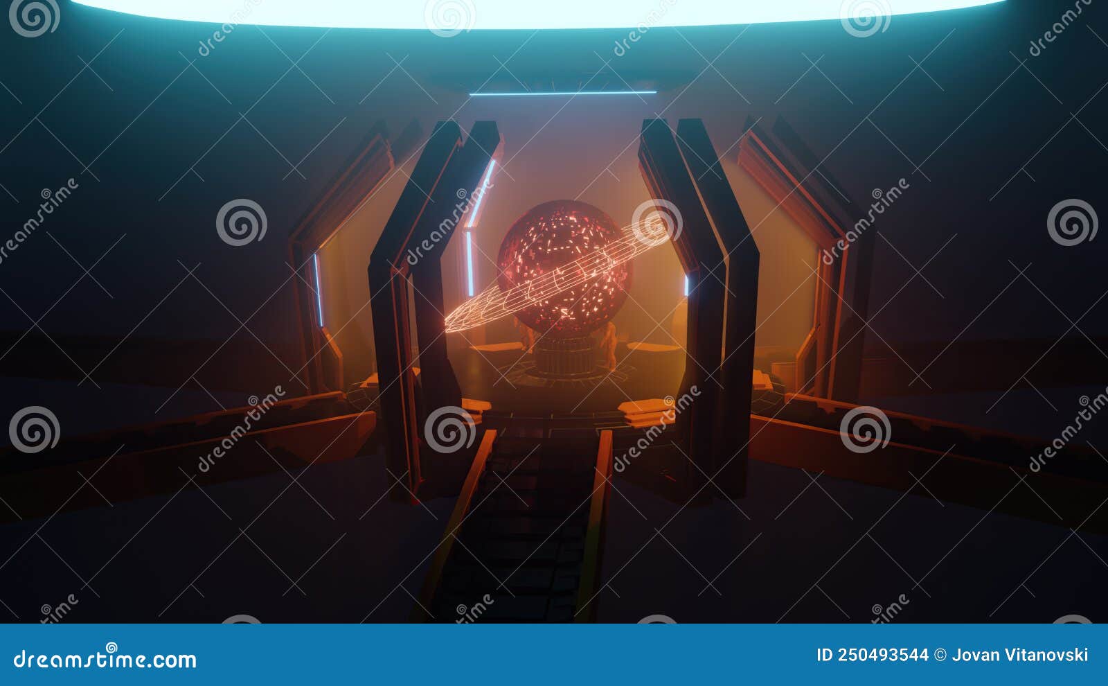 Illustration - Alien Sci-fi Concept of the Futuristic Interior Stock ...