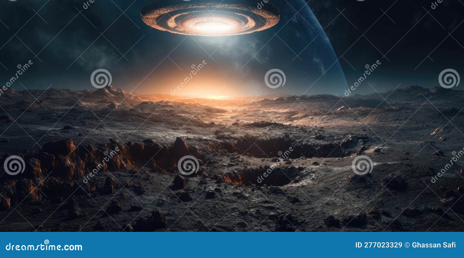 A UFO Hovering Over an Alien Planet Stock Image - Image of space, alien ...