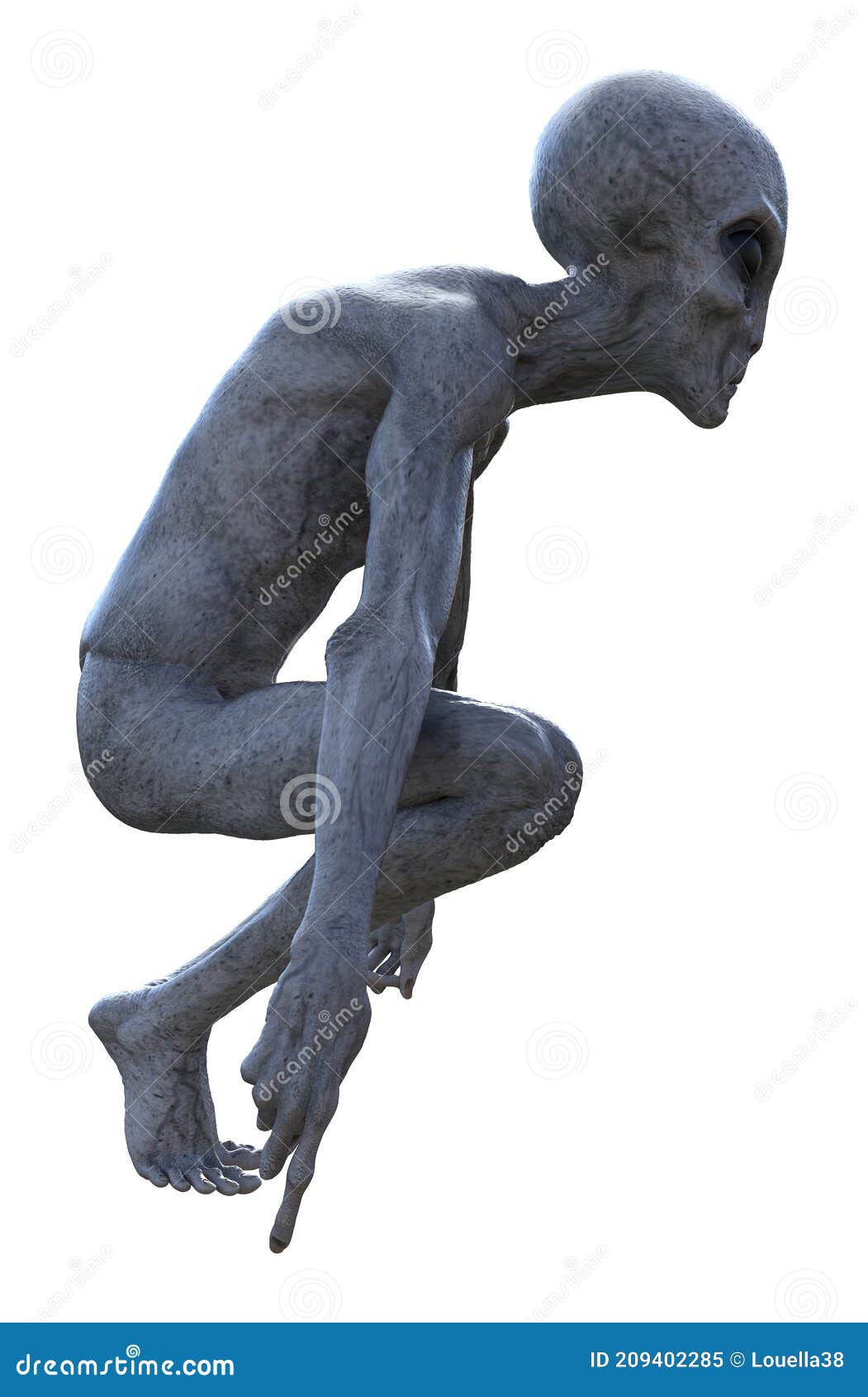 Illustration of an Alien Squatting on a White Background Stock ...