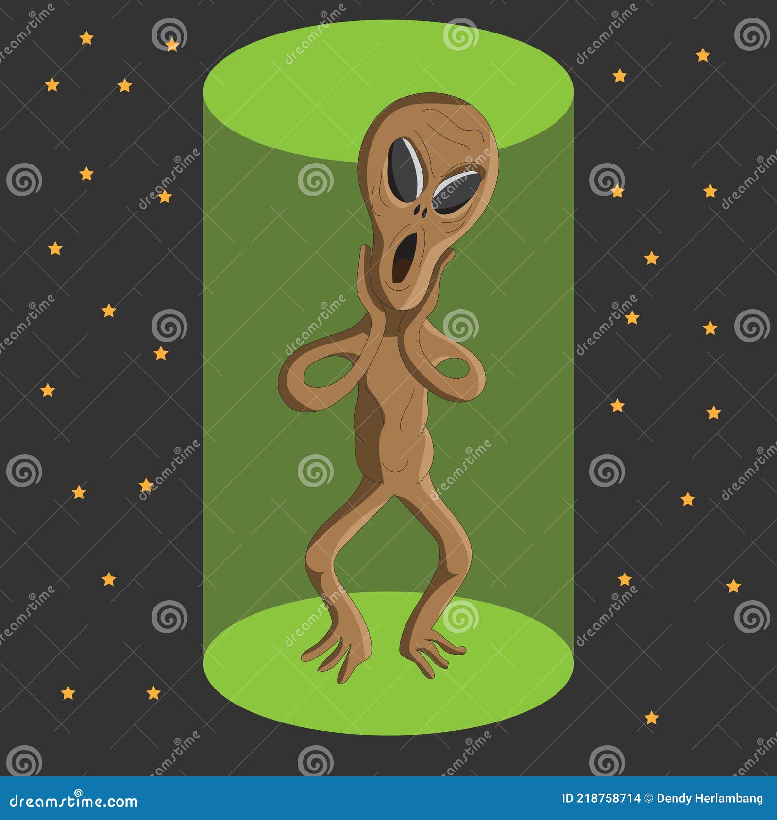 An Illustration of Alien Mascot Character with Surprised Face in Light ...