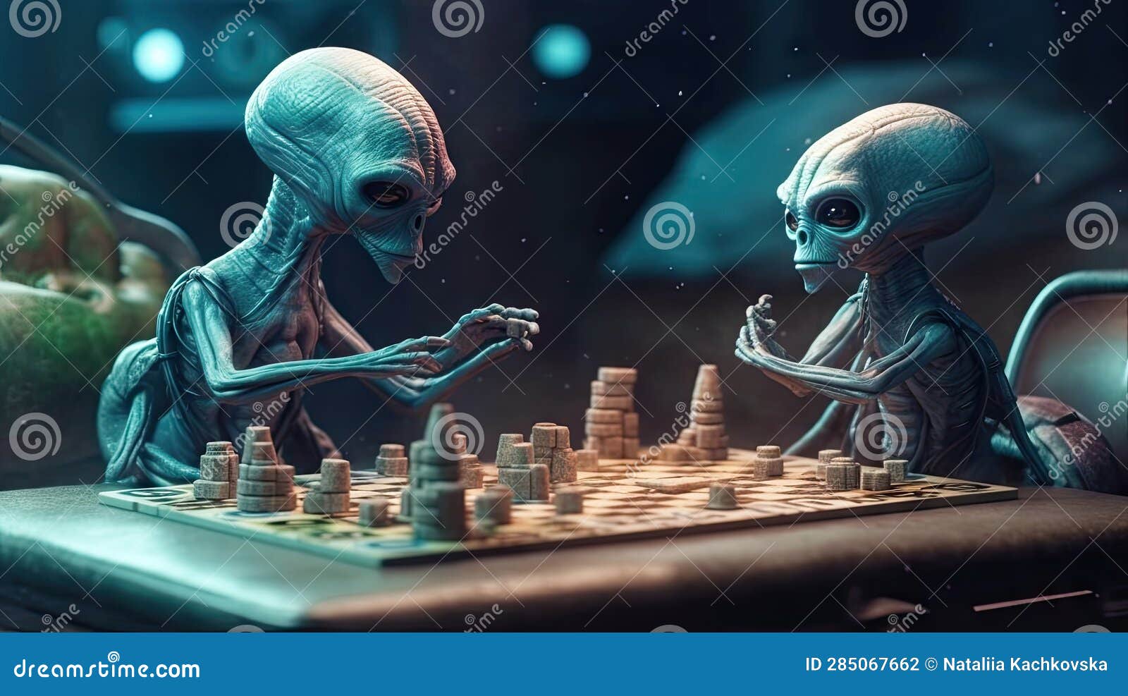 Aliens playing table game stock illustration. Illustration of ...