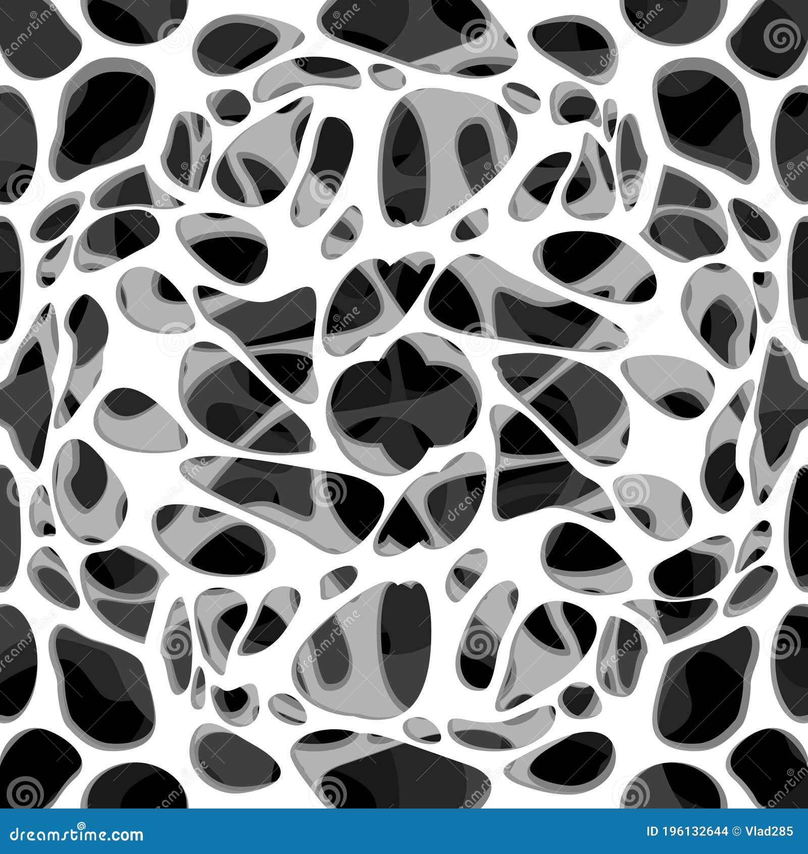Illustration Of A Amorphous Cells Structure Black And White Layered ...