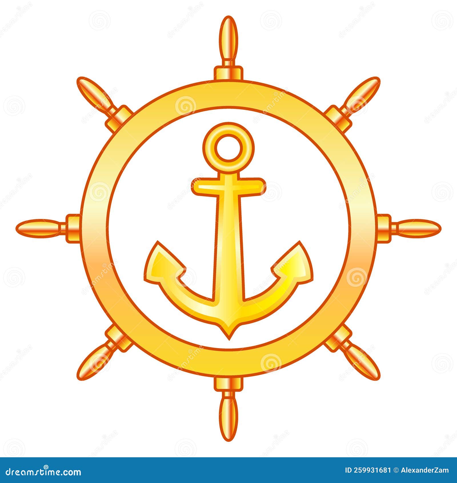 Anchor and wheel stock vector. Illustration of harbour - 259931681